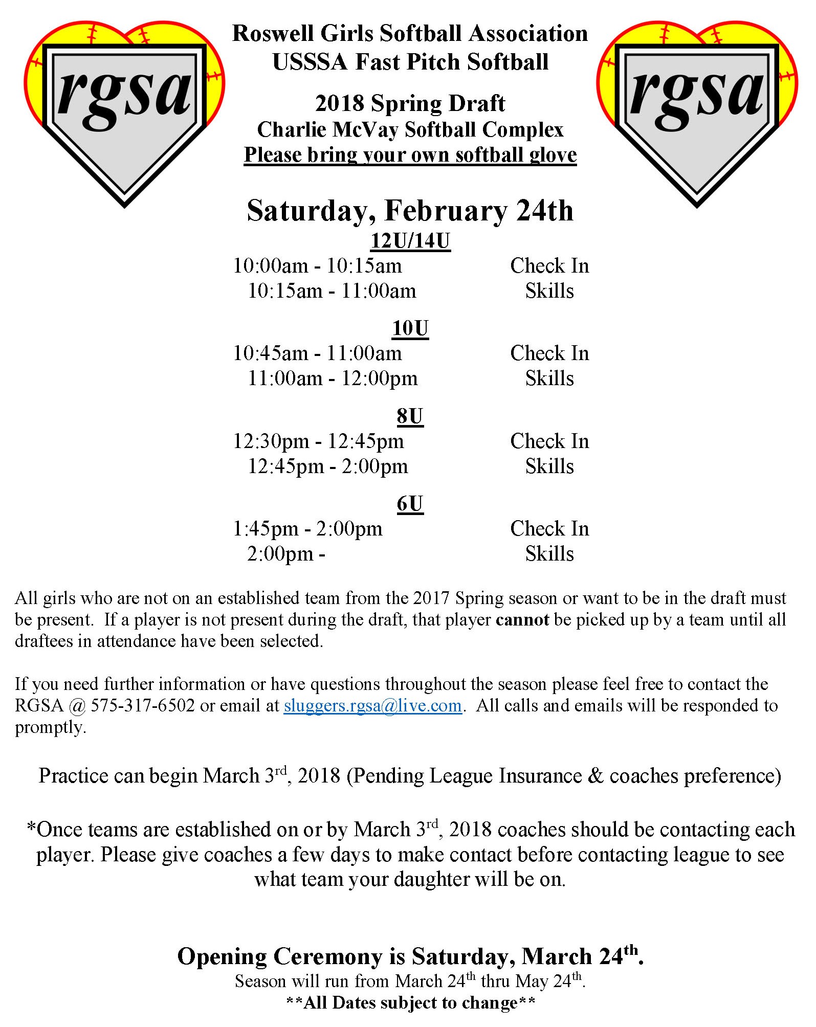 RGSA Draft Info 2018 – RoswellSluggers.com